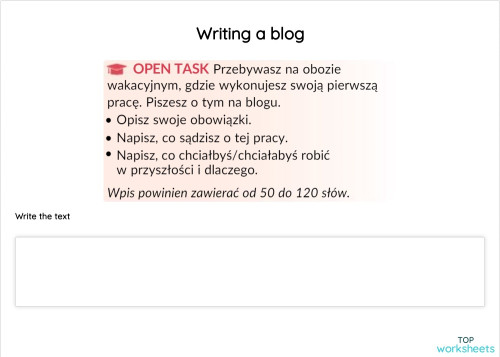 Writing a blog. Interactive worksheet | TopWorksheets