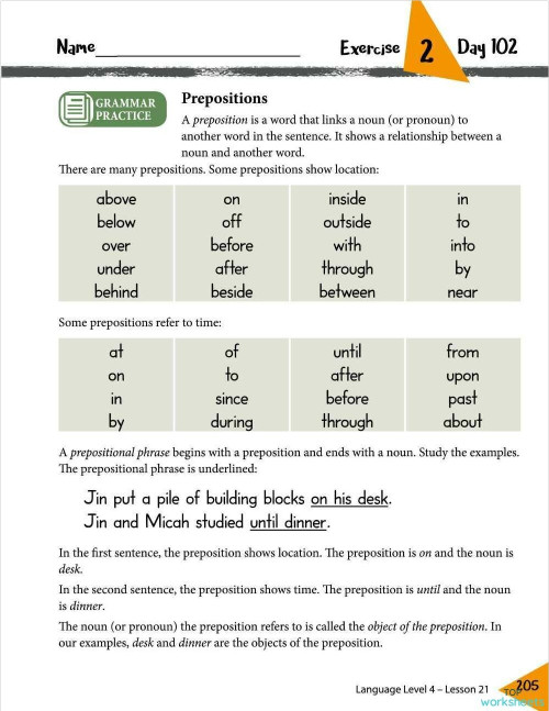 Lesson 21: Pg 205-206 Grammar Practice Ex 2. Interactive worksheet ...