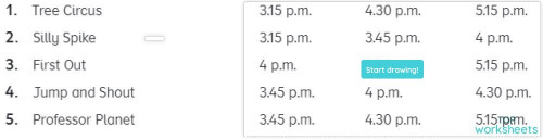 Circle the correct time for each programee. Interactive worksheet ...