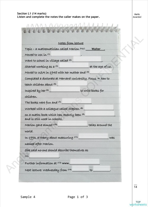 LISTENING B2 SAMPLE 4. Ficha interactiva | TopWorksheets