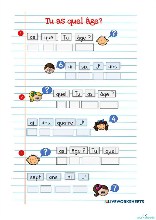 TU AS QUEL ÂGE? 2. Fiche interactive | TopWorksheets