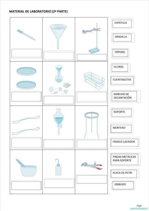 MATERIAL DE LABORATORIO 2ªparte. Ficha interactiva | TopWorksheets