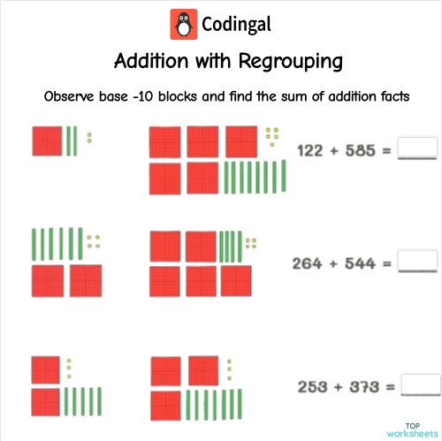 M_G02M05L24_WC02_Addition with Regrouping. Interactive worksheet | TopWorksheets