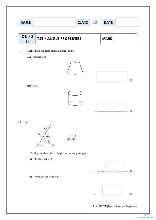 Y10 DE3 L1. Interactive worksheet | TopWorksheets