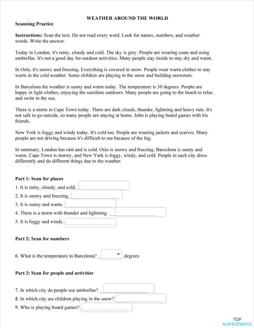 UNIT 2: Weather around the world. Interactive worksheet | TopWorksheets