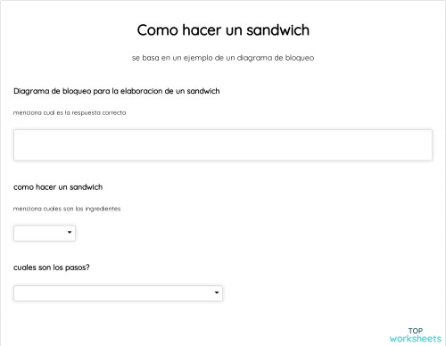 Como hacer un sandwich. Ficha interactiva | TopWorksheets