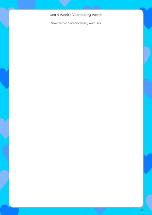 Unit 4 Week 1 Vocabulary Words. Interactive worksheet | TopWorksheets