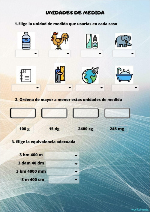 Unidades de medida. Ficha interactiva | TopWorksheets