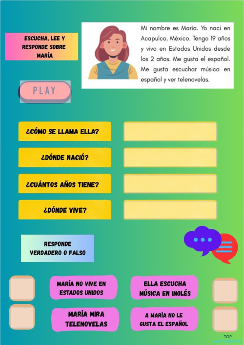 Preguntas personales: fichas interactivas y ejercicios online ...