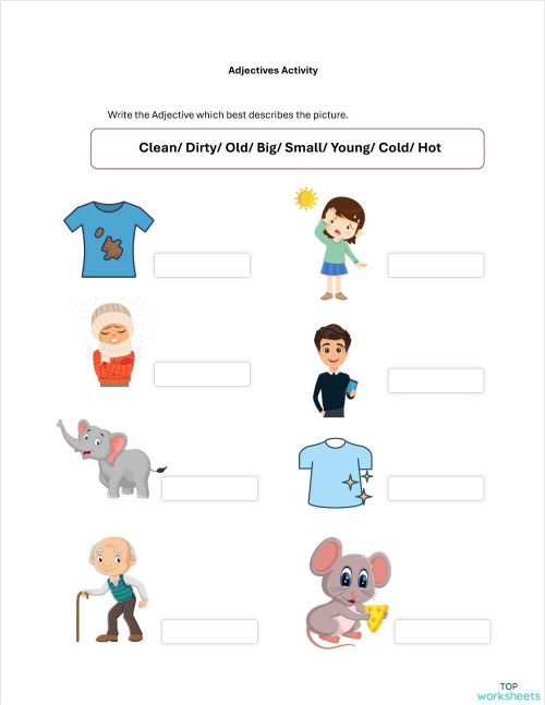 Adjectives Activity. Interactive worksheet | TopWorksheets