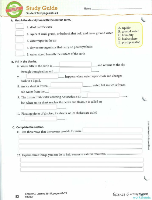 Lesson 37: Study Guide Pg 52. Interactive worksheet | TopWorksheets