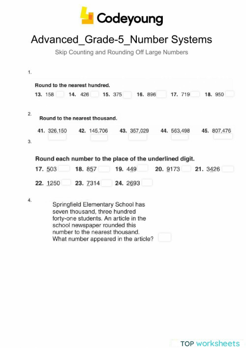 Advanced-Skip Counting and Rounding Off Large Numbers. Interactive ...