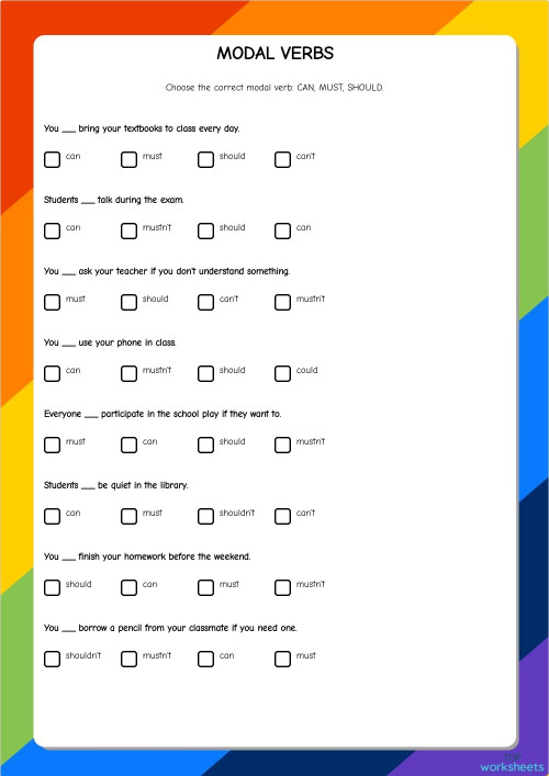 MODAL VERBS. Interactive worksheet | TopWorksheets