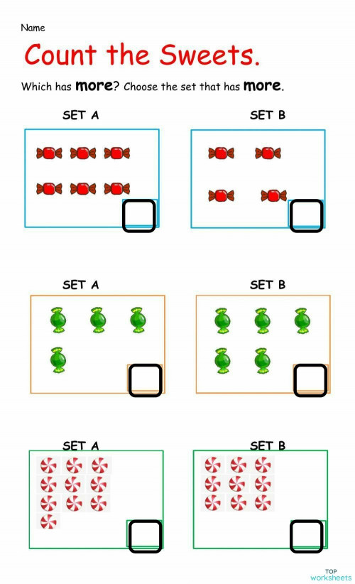 Year 1 Math | Compare (more). Interactive worksheet | TopWorksheets