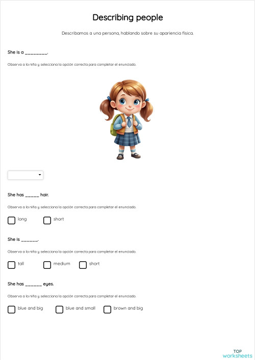 Describing people. Interactive worksheet | TopWorksheets