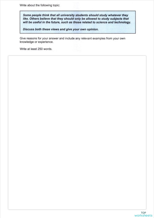 SIMON ESSAY 04: CHOOSING A SUBJECT (ADVANCED). Interactive worksheet ...