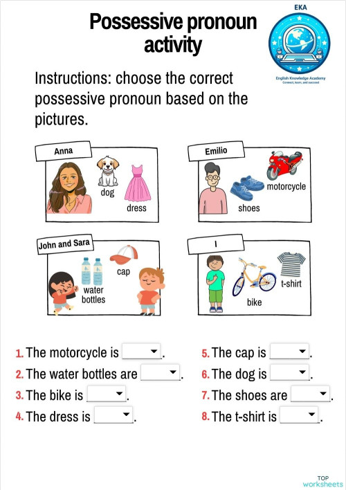 possessive pronouns activity. Interactive worksheet | TopWorksheets