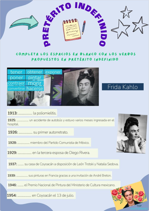 Pretérito Indefinido 1. Ficha interactiva | TopWorksheets