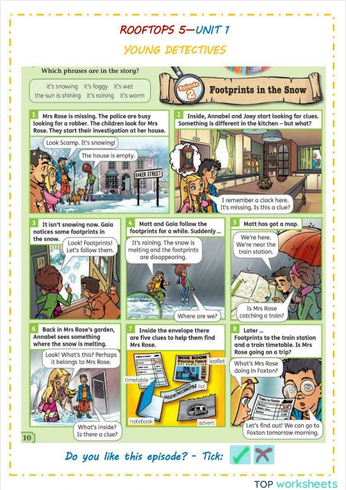 Rooftops 5 Unit 1 Episode 2 YOUNG DETECTIVES. Interactive worksheet | TopWorksheets