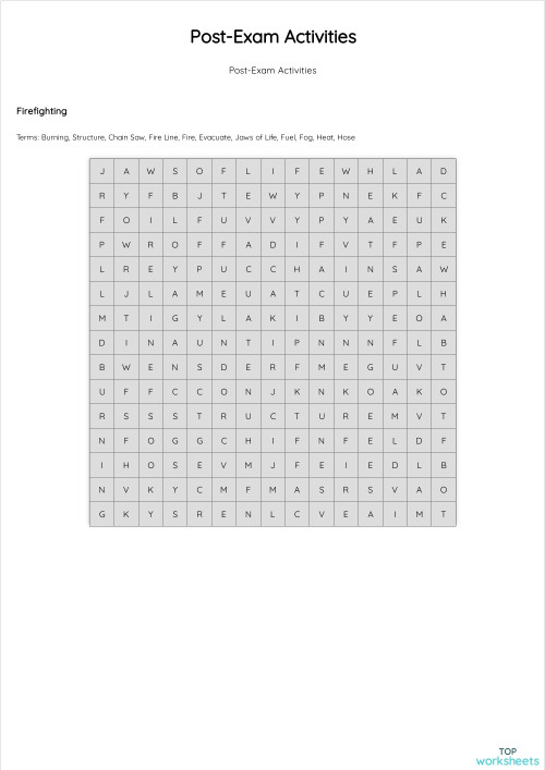 Post-Exam Activities. Interactive worksheet | TopWorksheets