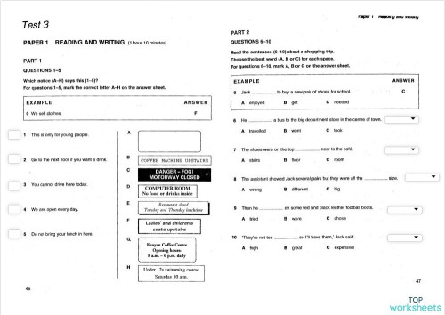 Reading comprehension A1. Interactive worksheet | TopWorksheets