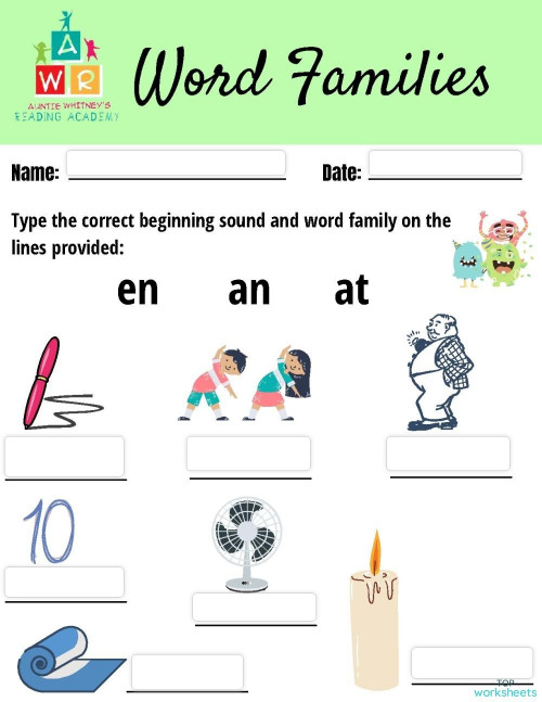 Foundational Literacy Word Families Work Sheet. Interactive worksheet ...