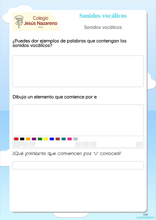 Sonidos vocálicos. Ficha interactiva | TopWorksheets