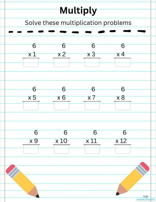 6 Times Table. Interactive worksheet | TopWorksheets