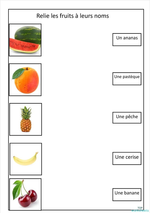 Les fruits exercice 1. Fiche interactive | TopWorksheets