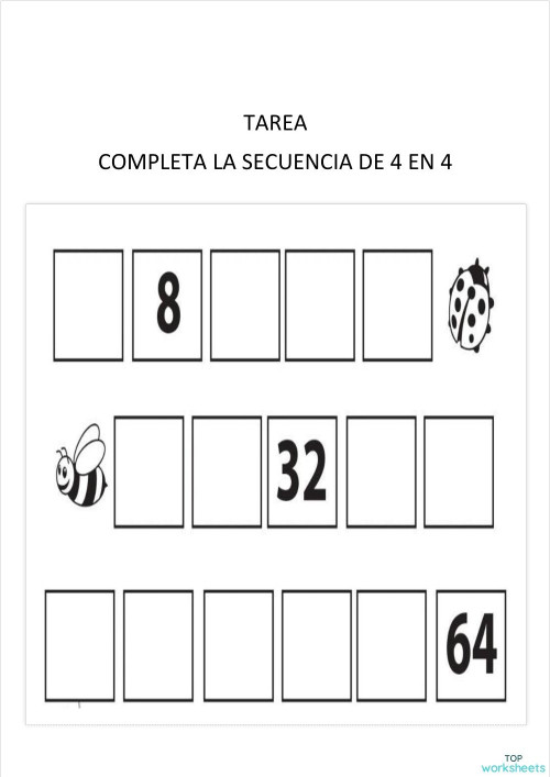 SERIE DE 4 EN 4. Ficha interactiva | TopWorksheets