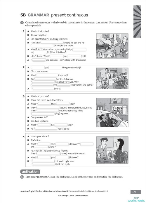 AEF 1 5B grammar present continuous. Interactive worksheet | TopWorksheets