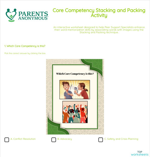 Core Competency Stacking and Packing Activity. Interactive worksheet ...