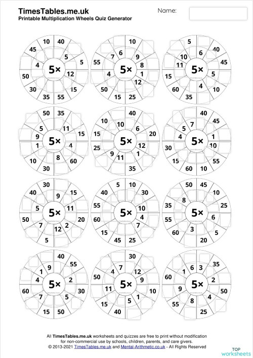 5x Tables Revision. Interactive worksheet | TopWorksheets