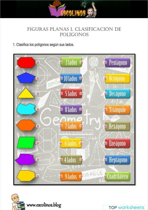 Figuras planas I. Ficha interactiva | TopWorksheets