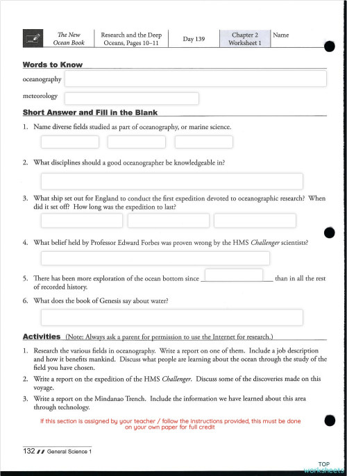 Ocean: interactive worksheets and online exercises | TopWorksheets
