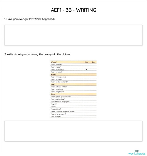 AEF1 - 3B - WRITING. Interactive worksheet | TopWorksheets