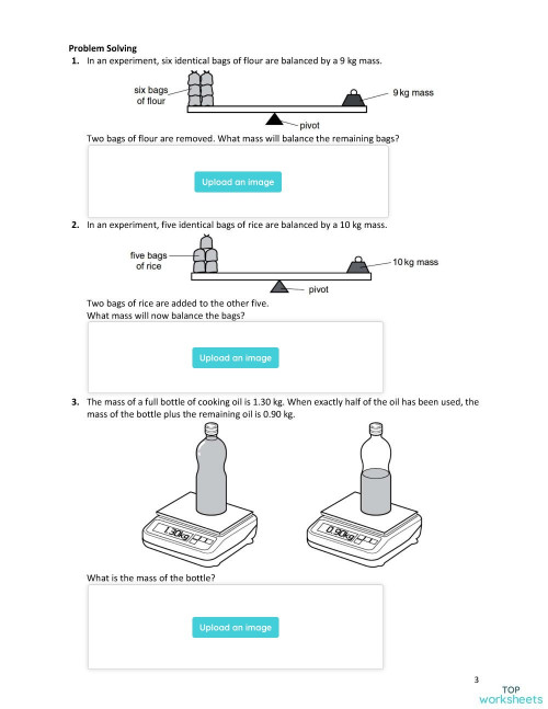 Problem Solving Mass & Weight. Interactive worksheet | TopWorksheets