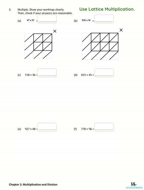 Multiplication Lattice Method. Interactive worksheet | TopWorksheets