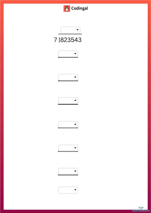 M_G04M04L11_WA02_Complete the long division. Interactive worksheet | TopWorksheets