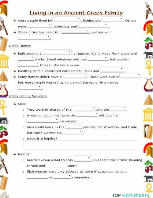 Family Life in Ancient Greece. Interactive worksheet | TopWorksheets