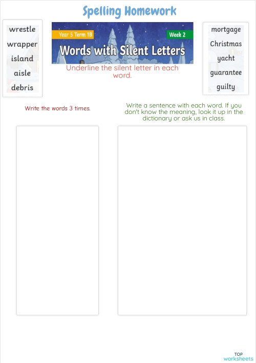 Spellings 2A2 and HFW 4. Interactive worksheet | TopWorksheets