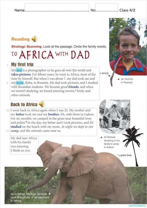 Reading Family. Interactive worksheet | TopWorksheets