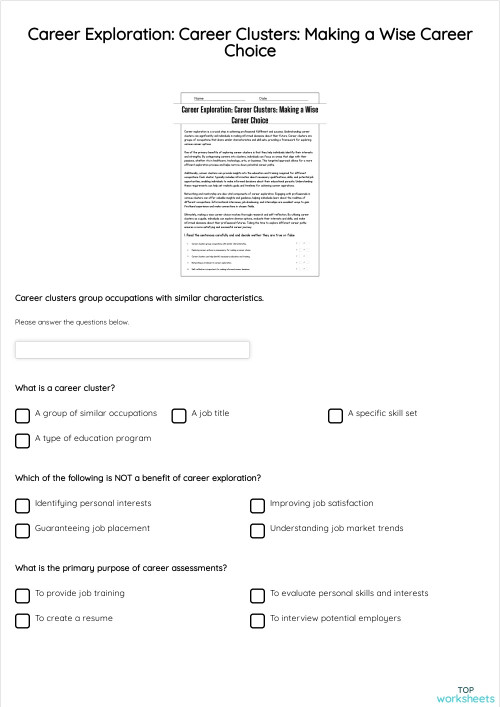 Career Exploration: Career Clusters: Making a Wise Career Choice ...