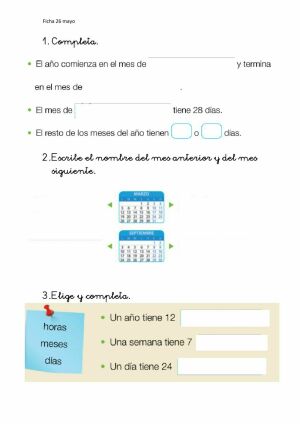 Calendario y meses del año. Ficha interactiva | TopWorksheets