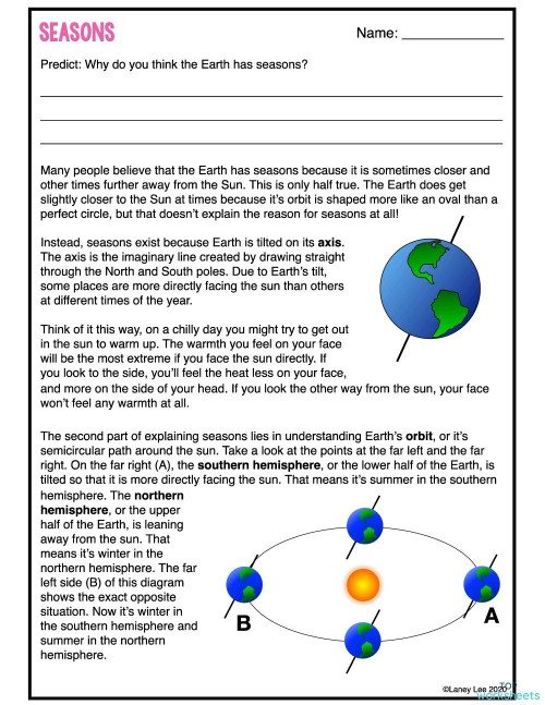 Seasons Diagram Worksheet