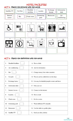 HOTEL FACILITIES. Interactive worksheet | TopWorksheets