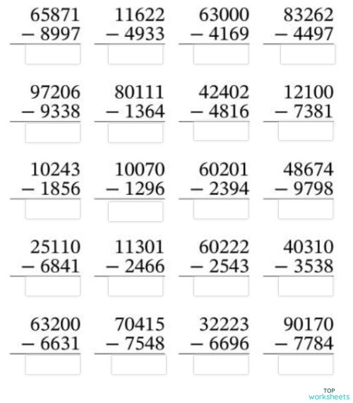subtraction. Interactive worksheet | TopWorksheets