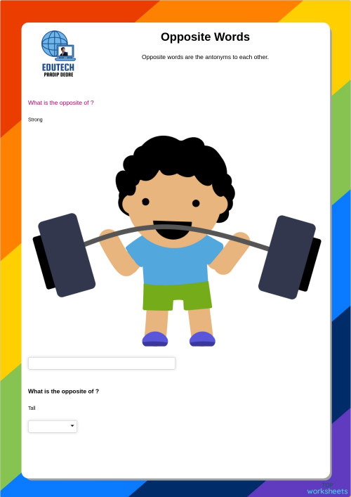 Opposite Words. Interactive worksheet | TopWorksheets