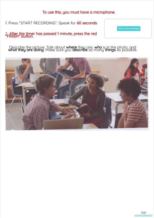 Preliminary FS Speaking Part 2 practice #2. Interactive worksheet | TopWorksheets