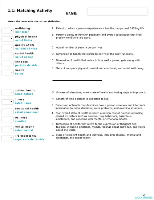 Health: interactive worksheets and online exercises | TopWorksheets